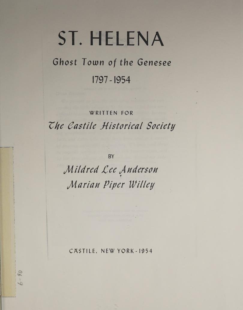 St Helena, ghost town of the Genesee, 1797-1954 — New York Genealogy